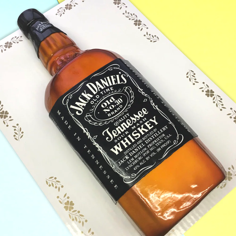 Jack Daniels Bottle Shaped Cake - Luv Flower & Cake