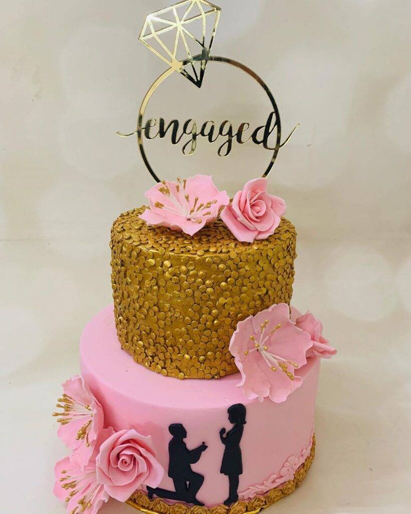 2 Tier Engagement Cake - Luv Flower & Cake